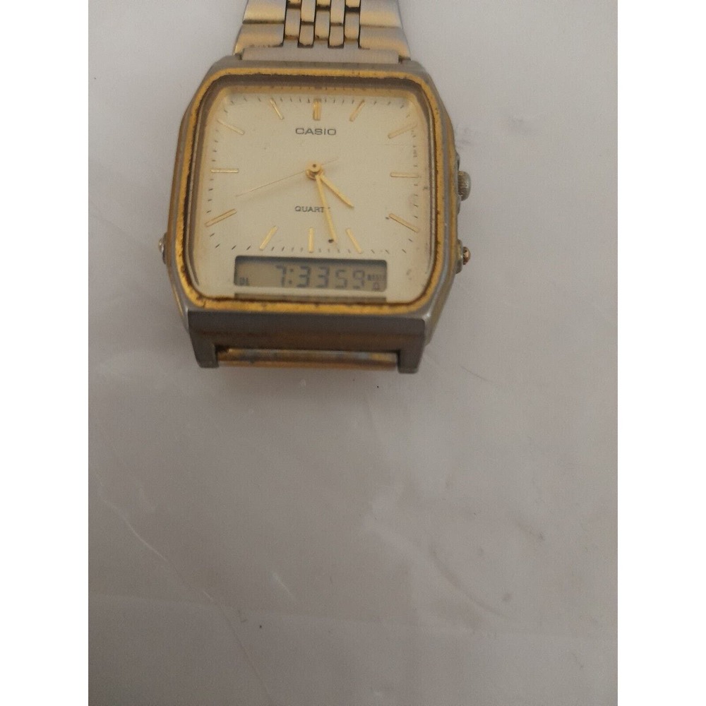 Vintage Casio Alarm Quartz Men's Watch Aq 303 Gold 19… - Gem